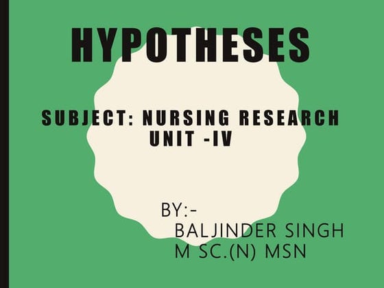 Formulating hypothesis in nursing research | PDF