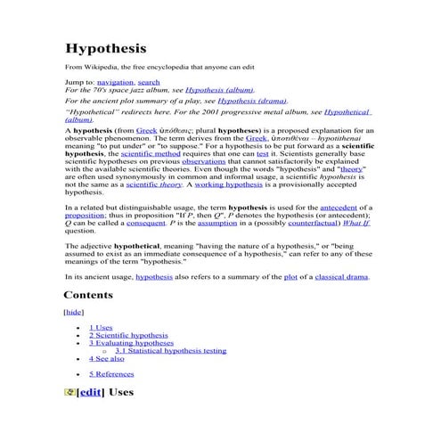 Hypothesis | DOC | Physics | Science