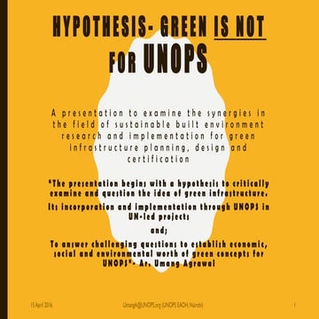 Umang for sustainable UNOPS- A hypothesis to establish green ...