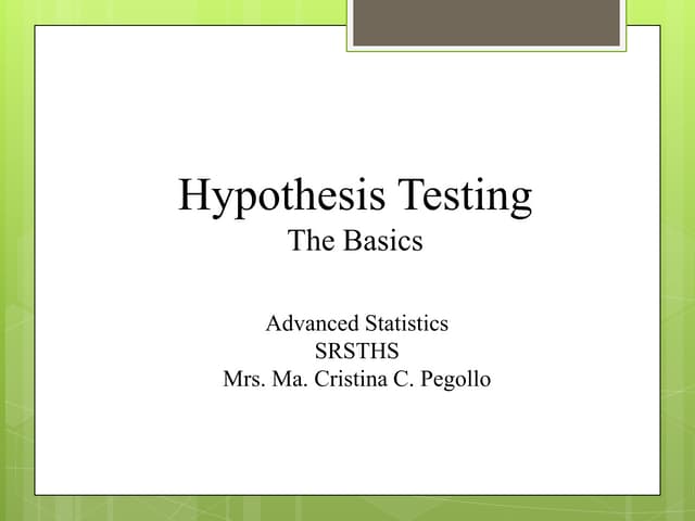 Quantitative Data Analysis: Hypothesis Testing | PPTX