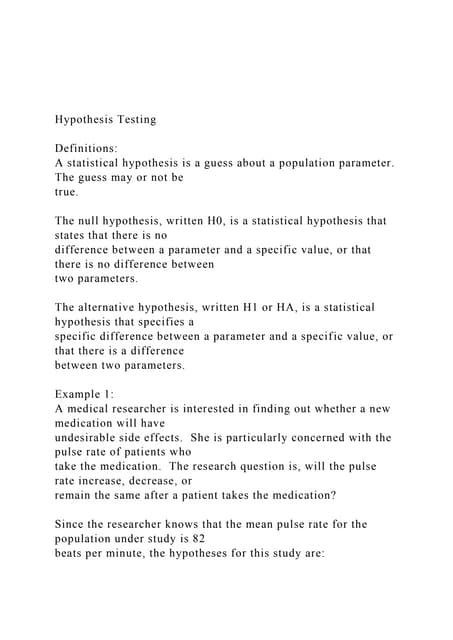 TEST OF HYPOTHESIS | PPTX | Physics | Science