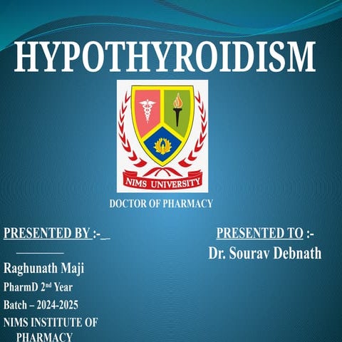 Hypothyroidism results from decrease thyroid hormone production.pptx