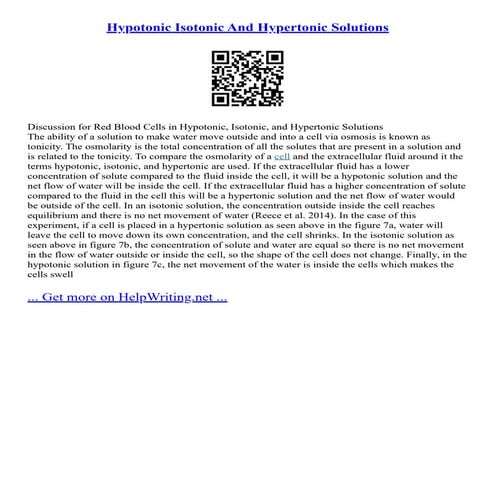 Hypotonic Isotonic And Hypertonic Solutions | PDF