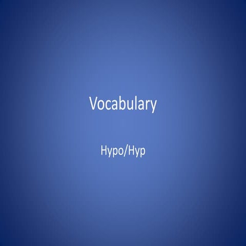 Hypo Vocabulary | PPT