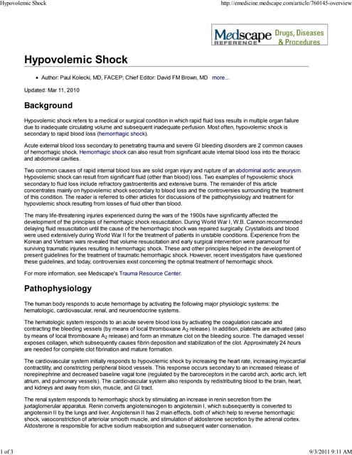 Hypovolemic Shock | PPT
