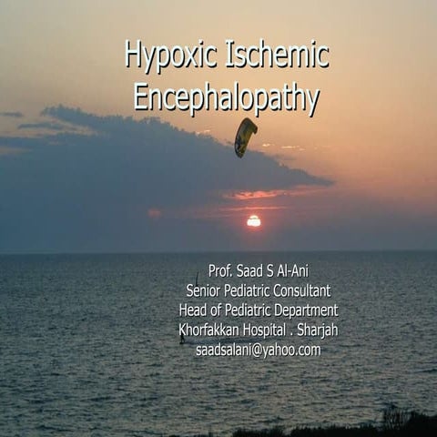 Hypoxic ischemic encephalopathy: Lecture on HIE | PPT