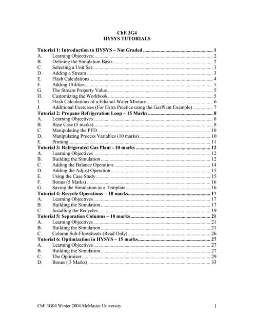 Distillation tutorial in hysys | PDF