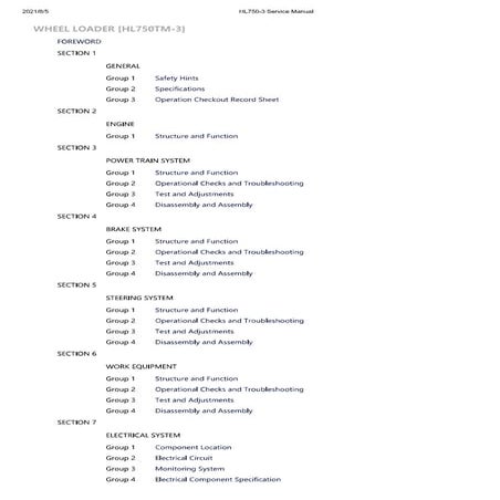 Hyundai hl750 tm 3 wheel loader service repair manual | PDF