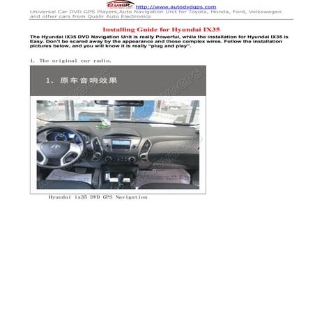 Hyundai Tucson ix35 GPS Navigation system installing guide | PDF