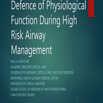 Defence of physiological function during high risk airway management ...
