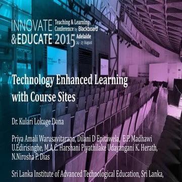 Technology Enhanced Learning with CourseSites - Kulari Lokuge-Dona ...