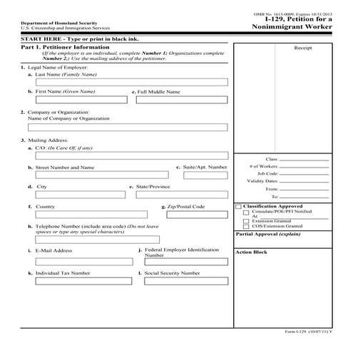 H-1B Visa Form I-129 | PDF