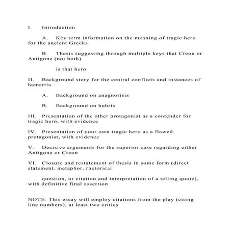 Antigone Tragic Hero Essay. University of Tulsa | PDF