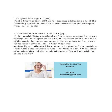 I. Original Message (15 pts) Post a brief (approx. 250 word) m.docx