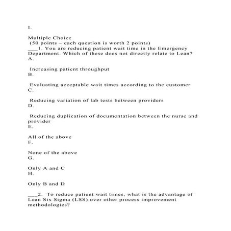 I.Multiple Choice (50 points – each question is worth 2 point.docx