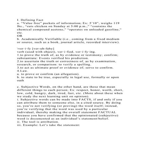 I. Defining Facta. Value free” packets of information; Ex 5’10.docx ...