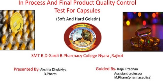 In process & finished products quality control test for pharmaceuticals ...