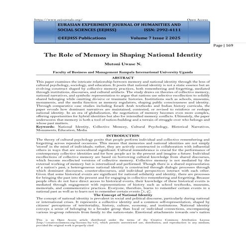 The Role of Memory in Shaping National Identity (www.kiu.ac.ug) | PDF