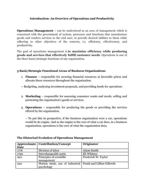 Historical evolution of operations management | PPTX | Mechanical and ...