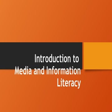 Media, information and technology literacy | PPTX