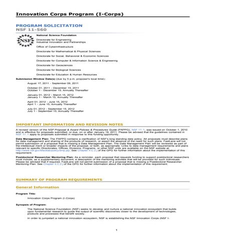 NSF I-Corps solicitation | PDF