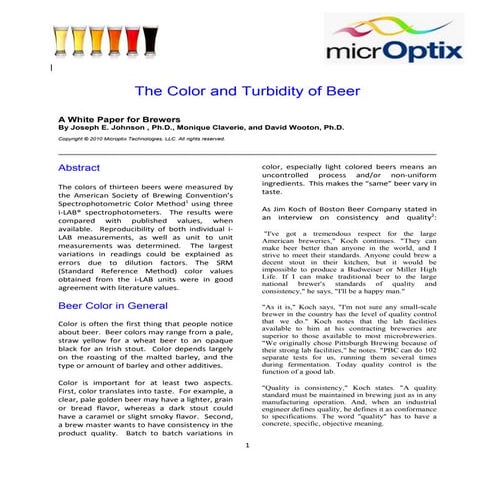 The Color and Turbidity of Beer | PDF
