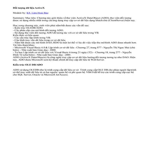 đốI TượNg Dữ LiệU Active X | DOC