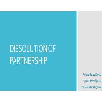 Constitution of India: Dissolution of Partnership | PPTX