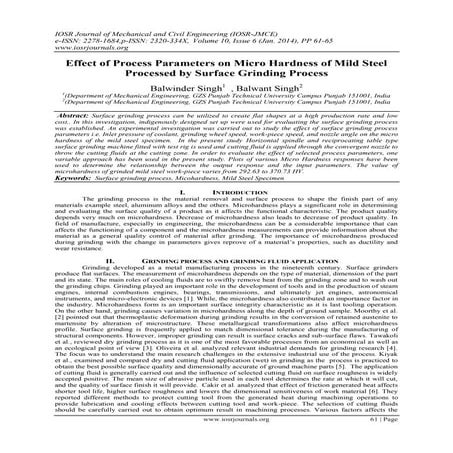 Effect of Process Parameters on Micro Hardness of Mild Steel Processed ...