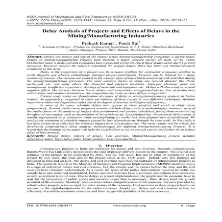 Comparative Assessment of Delay Analysis Approaches in a Road Project ...