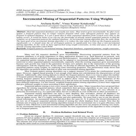 Incremental Mining of Sequential Patterns Using Weights | PDF