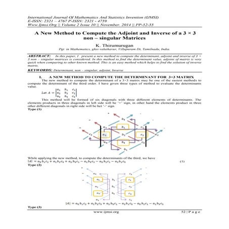 A New Method to Compute the Adjoint and Inverse of a 3 × 3 non ...