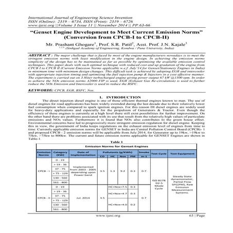 Genset Engine Development to Meet Current Emission Norms" (Conversion ...