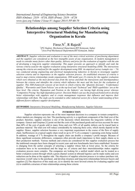 A Review Of Multi-Criteria Decision Making Techniques For Supplier Evaluation And Selection ...