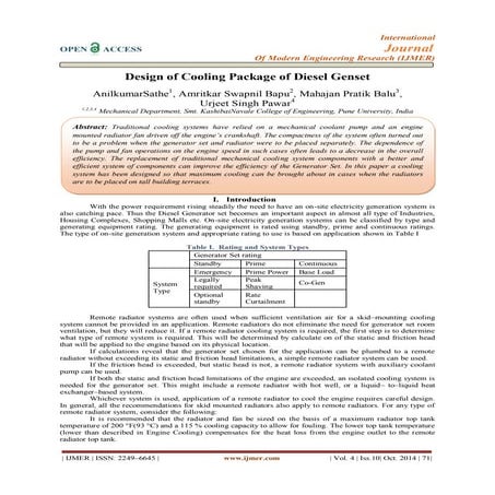 Design of Cooling Package of Diesel Genset | PDF