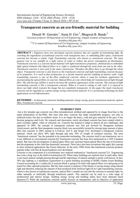 Light emitting concrete [OR] Translucent concrete | PPT