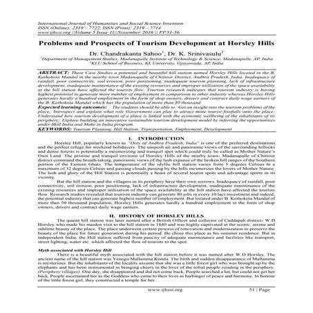 Problems and Prospects of Tourism Development at Horsley Hills | PDF