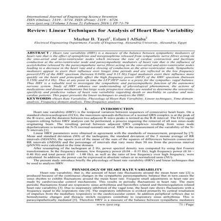 Review: Linear Techniques for Analysis of Heart Rate Variability | PDF