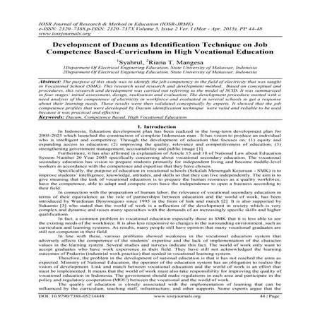 Development of Dacum as Identification Technique on Job Competence ...