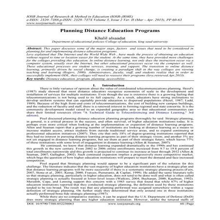 Planning Distance Education Programs | PDF