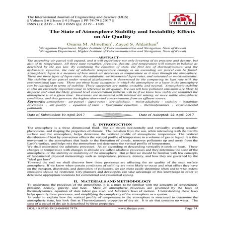 The State of Atmosphere Stability and Instability Effects on Air ...