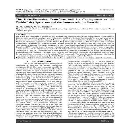 The Haar-Recursive Transform and Its Consequence to the Walsh-Paley ...