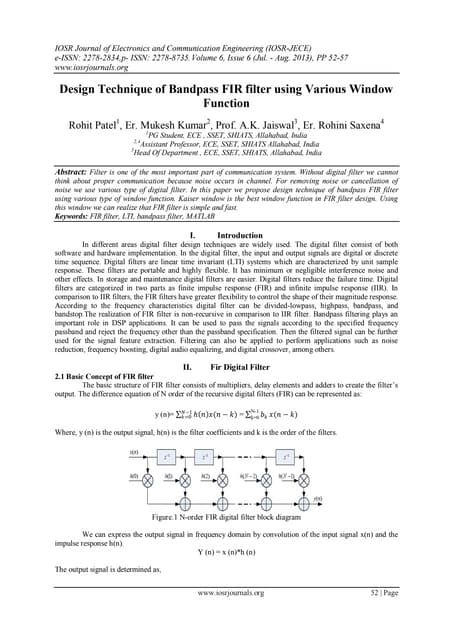 Windowing techniques of fir filter design | PPTX | Digital Audio ...