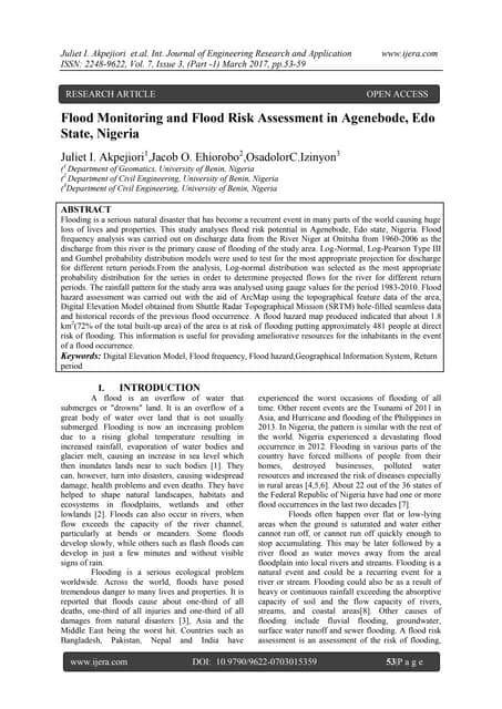 Flood Vulnerability Mapping using Geospatial Techniques: Case Study of Lagos State, Nigeria | PDF
