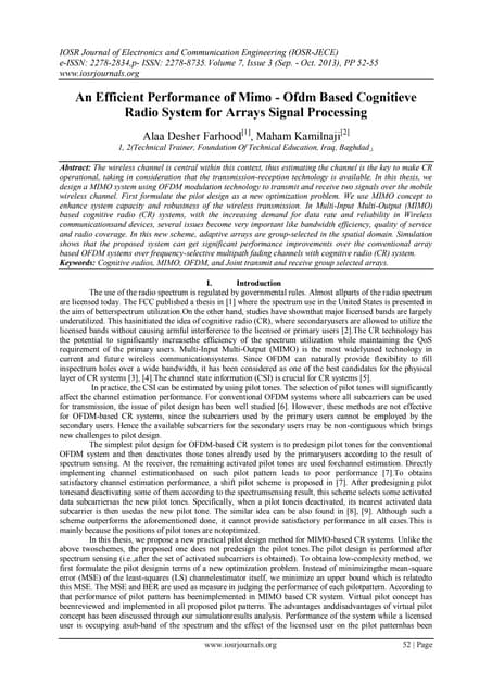 Investigating the performance of various channel estimation techniques for mimo ofdm systems ...