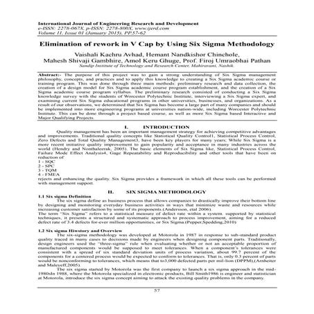 Elimination of rework in V Cap by Using Six Sigma Methodology | PDF