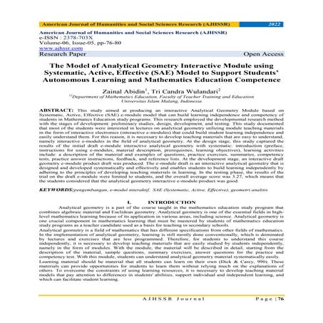 The Model of Analytical Geometry Interactive Module using Systematic, Active, Effective (SAE ...
