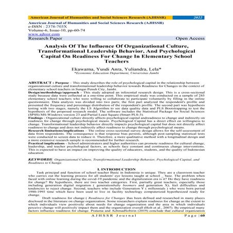 Analysis Of The Influence Of Organizational Culture, Transformational Leadership Behavior, And ...