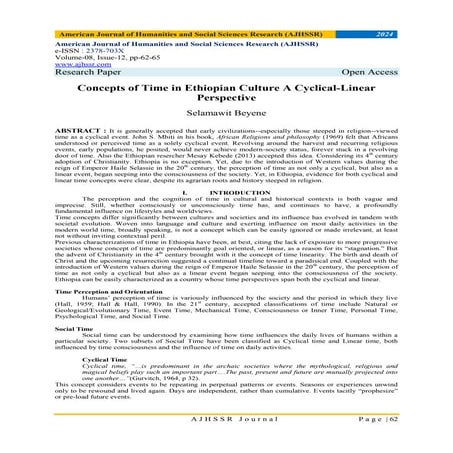 Concepts of Time in Ethiopian Culture A Cyclical-Linear Perspective | PDF