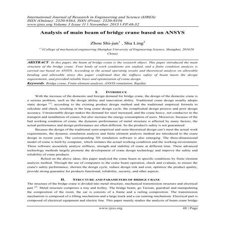 Analysis of main beam of bridge crane based on ANSYS | PDF